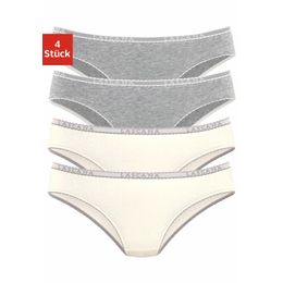 Slip Lascana, Damen, Gr. 36/38, grau (grau, meliert, creme), Jersey, Obermaterial: 92% Baumwolle, 8% Elasthan (LYCRA), unifarben, Unterhosen Slip, aus elastischer Baumwoll-Qualität