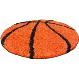 Ayyildiz Teppiche Kinderteppich &raquo;Fun 6002&laquo; rund 30 mm H&ouml;he Motiv Basketball, Kinder- und Jugendzimmer orange Obermaterial: 100% Polypropylen &Oslash; 120...