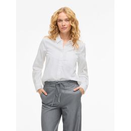 Langarmbluse Vila "VIDARMA L/S REGULAR SHIRT - NOOS", Damen, Gr. 34, hellwei&szlig;, Web, Obermaterial: 55% Polyester, 45% Baumwolle, unifarben, regular fit normal, 1-Knopf-Manschette, Blusen