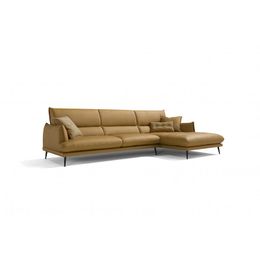 Egoitaliano Ecksofa &raquo;FUNNY, hochwertiges & aktuelles Design, bequeme R&uuml;ckenlehne, L-Form&laquo; hochwertiger Sitzkomfort, L-Form beige Leder