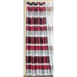 Weckbrodt-Gardinen WECKBRODT Vorhang &raquo;Lotta&laquo; &Ouml;sen 1 Stk. tlg. blickdicht mit transparenten Organza-Streifen, gl&auml;nzend, Gardine, Store bordeaux/rot/silberfarben...