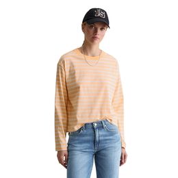 Marc O'Polo Langarmshirt MARC O'POLO DENIM "aus Heavy Slub Jersey", Damen, Gr. L, light orange, Obermaterial: 100% Baumwolle, gestreift, skinny fit, Rundhals, normaler Saum, Shirts Langarmshirt