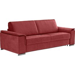 Egoitaliano 2,5-Sitzer &raquo;Cecilia, modern & elegant, erstklassiger Sitzkomfort, Breite 234cm&laquo; mit verchromten Metallf&uuml;&szlig;en rot Luxus-Micofaser Lederoptik (100% 