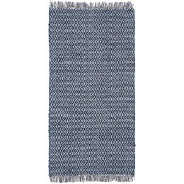 my home Teppich &raquo;Nivala&laquo; rechteckig 10 mm H&ouml;he Flachgewebe, Rauten Motiv, reine Baumwolle, Mit Fransen blau Obermaterial: 100% Baumwolle B : 120 cm...