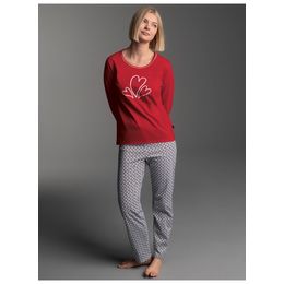 TRIGEMA Damen Schlafanzug "TRIGEMA Pyjama mit Herzmotiv", Gr. Skirsch, 100% Baumwolle, Homewear-Sets