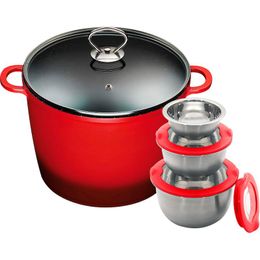 King Kochtopf &raquo;XXL, &Oslash; 24 cm&laquo; Set, 3 Sch&uuml;sseln mit Deckeln: &Oslash;17.5 &Oslash;14.5 &Oslash;12cm, 7 Liter XXL Kochtopf, 8 Stk. tlg. Aluminiumguss silberfarben