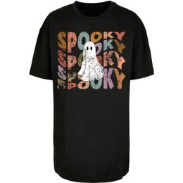 T-Shirt Merchcode "Merchcode Ladies Halloween - Spooky Ghost Tee", Damen, Gr. S, schwarz, 100% Baumwolle, bedruckt, oversize, Rundhals, Shirts T-Shirt