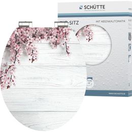 Sch&uuml;tte WC-Sitz &raquo;Flowers&Wood&laquo; High Gloss mit MDF Holzkern, mit Absenkautomatik rosa MDF - Mitteldichte Holzfaserplatte
