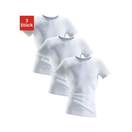 Unterhemd Clipper, Herren, Gr. 4, 3 Stk., N-Gr, wei&szlig;, Doppelripp, Obermaterial: 100% Baumwolle, unifarben, k&ouml;rpernah, Rundhals, Unterhemden Unterhemd, aus Doppelripp, T-Shirt, Unterziehshirt, Kurzarm T-Shirt