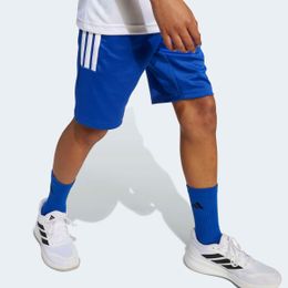 Shorts adidas Sportswear "J HOT SHO", Jungen, Gr. 152, N-Gr, semi lucid blau, pure ruby, wei&szlig;, Obermaterial: 70% Polyester, 30% Baumwolle, Hosen Shorts