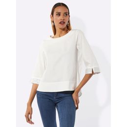 CR&Eacute;ATION L Schlupfbluse CREATION L, Damen, Gr. 36, ecru, 97% Baumwolle, 3% Elasthan, unifarben, Rundhals, Blusen Schlupfbluse