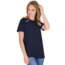 T-Shirt TRIGEMA "TRIGEMA Slim Fit T-Shirt aus DELUXE Baumwolle", Damen, Gr. L, blau (navy), 100% Baumwolle, Basic, Shirts T-Shirt