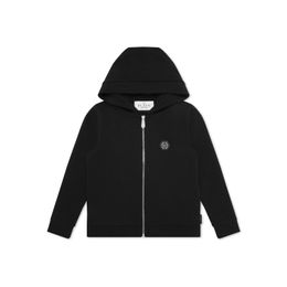 Kapuzensweatjacke Philipp Plein "Hexagon", Jungen, Gr. 12, 02, schwarz, Obermaterial: 95% Baumwolle, 5% Elasthan, Sweatjacken