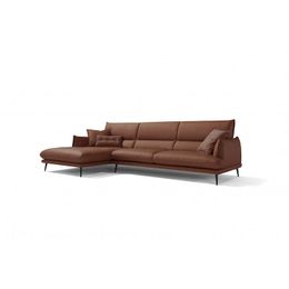 Egoitaliano Ecksofa &raquo;FUNNY, hochwertiges & aktuelles Design, bequeme R&uuml;ckenlehne, L-Form&laquo; hochwertiger Sitzkomfort, L-Form braun Leder
