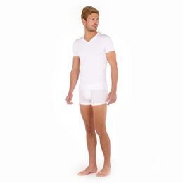 V-Shirt HOM "Tencel soft", Herren, Gr. L, wei&szlig;, Single Jersey, Obermaterial: 97% Lyocell, 3% Elasthan, figurbetont h&uuml;ftbedeckend, V-Ausschnitt, Shirts, Kurzarm, weich, elastisch