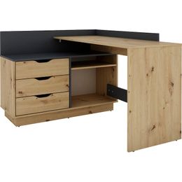 ByLiving Eckschreibtisch &raquo;Bern&laquo; mit viel Stauraum, Breite 129 cm, rechts oder links montierbar Artisan Eiche/anthrazit + eichefarben + eichefarben
