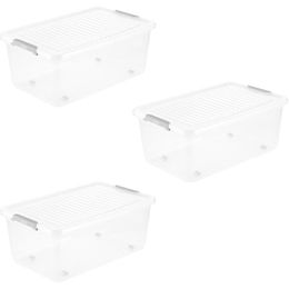keeeper Aufbewahrungsbox »Clipbox Leo (Set 3 St.) 37 L, 59 x 38 x 24 cm« Schanierclips, Doppelöffnung, 90° drehbare Räder, fixierbarer Deckel...