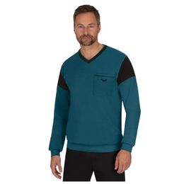 Schlafanzug TRIGEMA "TRIGEMA Modisches Schlafanzugoberteil mit Brusttasche", Herren, Gr. M, blau (petrol), 100% Baumwolle, Basic, Homewear-Sets Schlafanzug