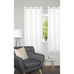 HOME BASICS Vorhang &raquo;BENOGA 2er SET&laquo; &Ouml;sen 2 Stk. tlg. SET, &Ouml;senschal, Uni, Dekostruktur wollwei&szlig; Obermaterial: 100% Polyester 175 cm