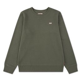 Sweatshirt LEVI'S KIDS "LVB MINI LOGO CREWNECK SWEAT", Jungen, Gr. 6 (116), gr&uuml;n (deep lichen gr&uuml;n), Sweatware, Obermaterial: 60% Baumwolle, 40% Polyester, unifarben, regular fit normal, Rundhals, Rippb&uuml;ndchen, Sweatshirts Sweatshirt, aus formstabilem Baumwollmix