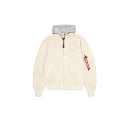 Bomberjacke Alpha Industries "MA-1 TT Hood Light", Herren, Gr. L, wei&szlig; (vintage wei&szlig;), Obermaterial: 100% Nylon, Futter: 100% Nylon, Kapuze: 75% Baumwolle, 25% Polyester, Jacken Bomberjacke