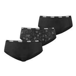 Hipster Puma "Puma WOMEN PRINTED HIPSTER 3P PACK", Damen, Gr. L, schwarz combo, Obermaterial: 95% Baumwolle, 5% Elasthan, eng, Unterhosen