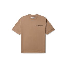 T-Shirt IRASUTO STUDIOS "Irasuto Studios CORE LOGO T-SHIRT", Damen, Gr. XL, mocha, 70% Polyester, 30% Baumwolle, bedruckt, oversize, Rundhals, Shirts T-Shirt