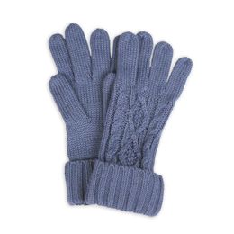 Capelli New York Strickhandschuhe 1 Paar, elegantes Zopfstrickmuster, Umschlag am Bündchen, Wollanteil jeans blue