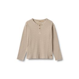 Longsleeve Wheat "Wheat T-shirt L/S Morris", M&auml;dchen, Gr. 122, stone stripe, 100% Baumwolle, gestreift, normal, Rundhals, Shirts