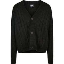 Strickjacke Urban Classics &quot;Urban Classics Herren Boxy Cardigan&quot;, Herren, Gr. L, schwarz, 100% Polyacryl, unifarben, oversize, V-Ausschnitt, Strickjacken Strickjacke
