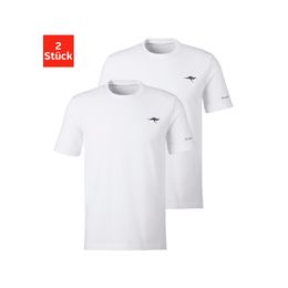 T-Shirt Kangaroos, Herren, Gr. M, wei&szlig; (2x wei&szlig;), Single Jersey, Obermaterial: 100% Baumwolle, unifarben, Basic, bequem normal, Rundhals, Shirts T-Shirt, mit Kangaroos Print auf der Brust