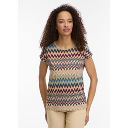 T-Shirt Ragwear "DIONA PRINT", Damen, Gr. XL, sand, Jersey, Obermaterial: 95% Viskose, 5% Elasthan, gestreift, regular fit, Rundhals, Shirts T-Shirt