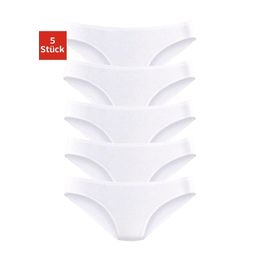 Bikinislip Petite Fleur, Damen, Gr. 36/38, wei&szlig;, Obermaterial: 95% Baumwolle, 5% Elasthan, unifarben, k&ouml;rpernah, Unterhosen, aus elastischer Baumwoll-Qualit&auml;t