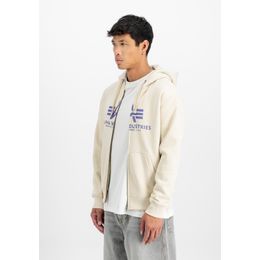 Hoodie Alpha Industries "Basic Zip Hoodie BL", Herren, Gr. XL, wei&szlig; (vintage wei&szlig;), Obermaterial: 80% Baumwolle, 20% Polyester, regular fit, Sweatshirts Hoodie