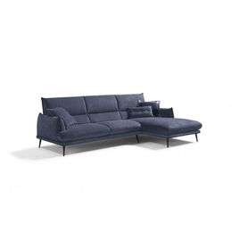 Egoitaliano Ecksofa &raquo;FUNNY, hochwertiges & aktuelles Design, bequeme R&uuml;ckenlehne, L-Form&laquo; hochwertiger Sitzkomfort, L-Form blau 100% Polyester