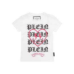 T-Shirt Philipp Plein "Heart Mit Schmucksteinen", Jungen, Gr. 4, 01, wei&szlig;, Obermaterial: 100% Baumwolle, Shirts T-Shirt