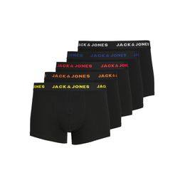 Jack & Jones Trunk JACK & JONES "JACBLACK &ndash; Formschl&uuml;ssige Boxershorts mit elastischem Bund", Damen, Gr. M, 5 Stk., schwarz, Jersey, Obermaterial: 95% Baumwolle, 5% Elasthan, unifarben mit Farbeinsatz, k&ouml;rpernah, Unterhosen, unifarben, casual, k&ouml;rpernah, Jersey