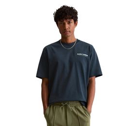 Marc O'Polo T-Shirt MARC O'POLO DENIM "mit markantem R&uuml;ckenprint", Damen, Gr. L, navy teal, Obermaterial: 100% Baumwolle, unifarben, Basic, oversize, Rundhals, normaler Saum, Shirts T-Shirt