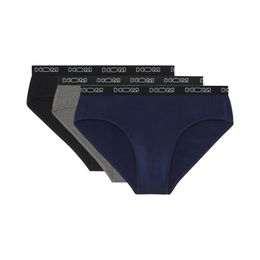 Slip HOM "Boxerlines 2", Herren, Gr. L, schwarz (grau, marine, schwarz), Jersey, Obermaterial: 95% Baumwolle, 5% Elasthan, kontrastfarbene Details, unifarben, figurbetont, Unterhosen Slip, bequem, weich, eng, elastisch, basic, Logobund, Baumwollmix