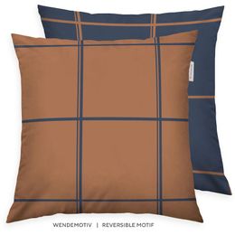 Tom Tailor HOME Kissenbezüge »new bedroom, LARGE CHECK, 40x40cm oder 40x80cm« mit Markenreißverschluss Dark Navy&Rusty Red Obermaterial: 100%...