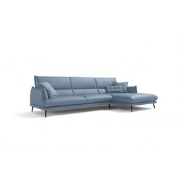 Egoitaliano Ecksofa &raquo;FUNNY, hochwertiges & aktuelles Design, bequeme R&uuml;ckenlehne, L-Form&laquo; hochwertiger Sitzkomfort, L-Form blau Leder