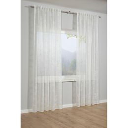 Gardinia Gardine &raquo;Schal mit Gardinenband Ausbrenner Baumwollbl&uuml;te&laquo; verdeckte Schlaufen 1 Stk. tlg. Stoff Ausbrenner mit Baumwollbl&uuml;te Motiv wei&szlig;...