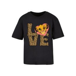 T-Shirt Merchcode "Merchcode Simba Love Tee", Damen, Gr. L, schwarz, 100% Baumwolle, bedruckt, oversize, Rundhals, Shirts T-Shirt