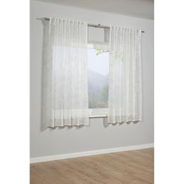 Gardinia Gardine &raquo;Schal mit Gardinenband Ausbrenner Baumwollbl&uuml;te&laquo; verdeckte Schlaufen 1 Stk. tlg. Stoff Ausbrenner mit Baumwollbl&uuml;te Motiv wei&szlig;...