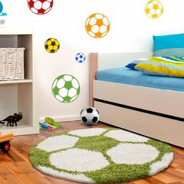 Ayyildiz Teppiche Kinderteppich &raquo;Fun 6001&laquo; rund 30 mm H&ouml;he Fu&szlig;ball Design gr&uuml;n Kunstfaser