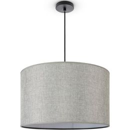 Paco Home Pendelleuchte »HUGO CANVAS UNI COLOR« E27 Wohnzimmer Stoff Lampenschirm Skandinavisch Uni Pendelleuchte Modern grau schwarz
