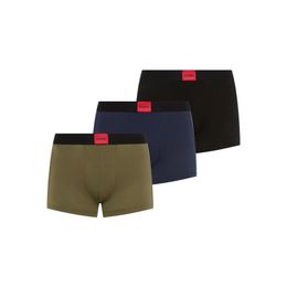 Trunk HUGO UNDERWEAR, Herren, Gr. M (50), 3 Stk., bunt (open miscellaneous 989), Single Jersey, Obermaterial: 95% Baumwolle, 5% Elasthan, unifarben, k&ouml;rpernah, Unterhosen, mit kontrastfarbenen Logobadge