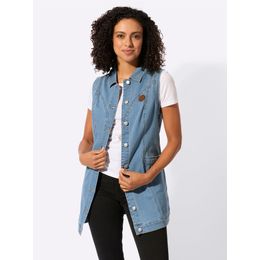 Jeansweste Casual Looks, Damen, Gr. 48, blau, bleached, 81% Baumwolle, 17% Polyester, 2% Elasthan, unifarben, Westen