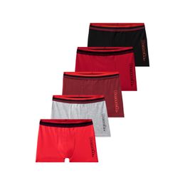 Boxer Bench. "Boxershorts f&uuml;r Jungen", Jungen, Gr. 158/164, 5 Stk., rot (grau, meliert, rot, bordeaux, dunkelrot, schwarz), Jersey, Obermaterial: 95% Baumwolle, 5% Elasthan, unifarben, Unterhosen, mit Logo Druck am Bein
