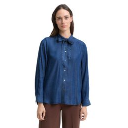 Tom Tailor Hemdbluse mit Schleife am Kragen blue denim dark wash 34 34 Bluse von Tom Tailor